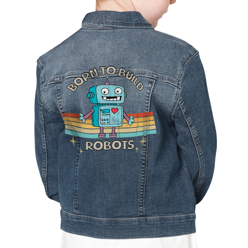 Born to Build Robots Kids' Denim Jacket - Robot Jean Jacket - Cartoon ...